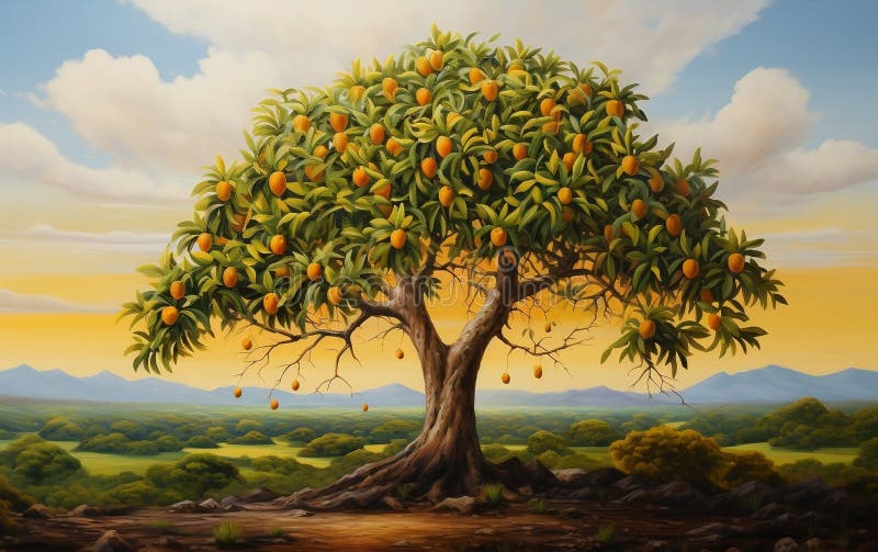 Bountiful Orchard Majestic Mango Tree. Generative AI Stock Illustration ...