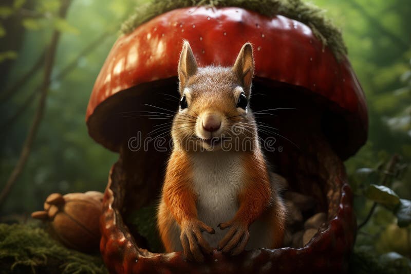 Bountiful Squirrel Acorn Forest Autumn. Generate Ai Stock Illustration ...
