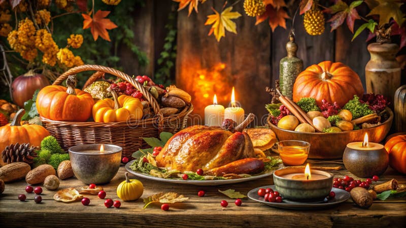 A Bountiful Thanksgiving Feast a Stunning Autumn Harvest Table Setting ...