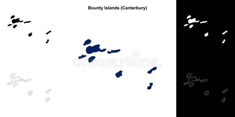 Bounty Islands outline map stock illustration. Illustration of ...