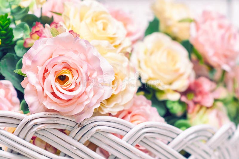 Bouquet of Artificial Pink Roses Stock Image - Image of botanic ...