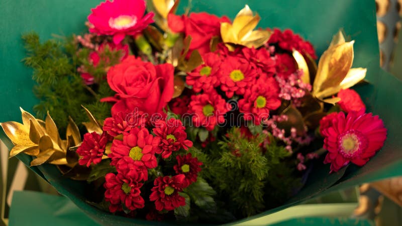 Bouquet of Assorted Flowers Ready To Give As a Gift Stock Image - Image ...
