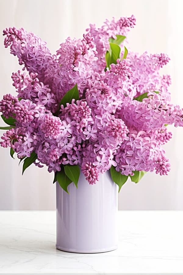 A Bouquet of Beautiful Lilacs in a Vase. Stock Photo - Image of bloom ...