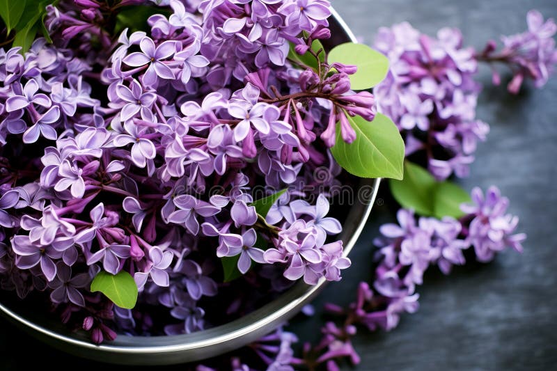 A Bouquet of Beautiful Lilacs in a Vase. Stock Image - Image of flora ...