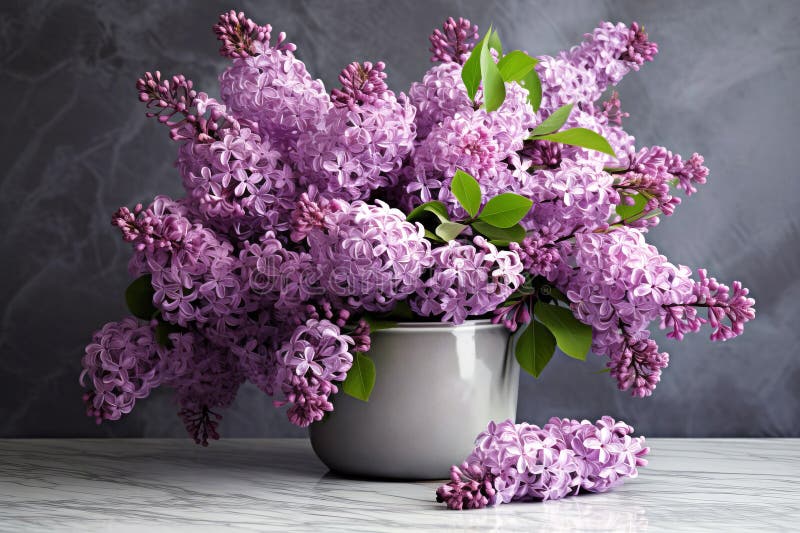 A Bouquet of Beautiful Lilacs in a Vase. Stock Photo - Image of bloom ...