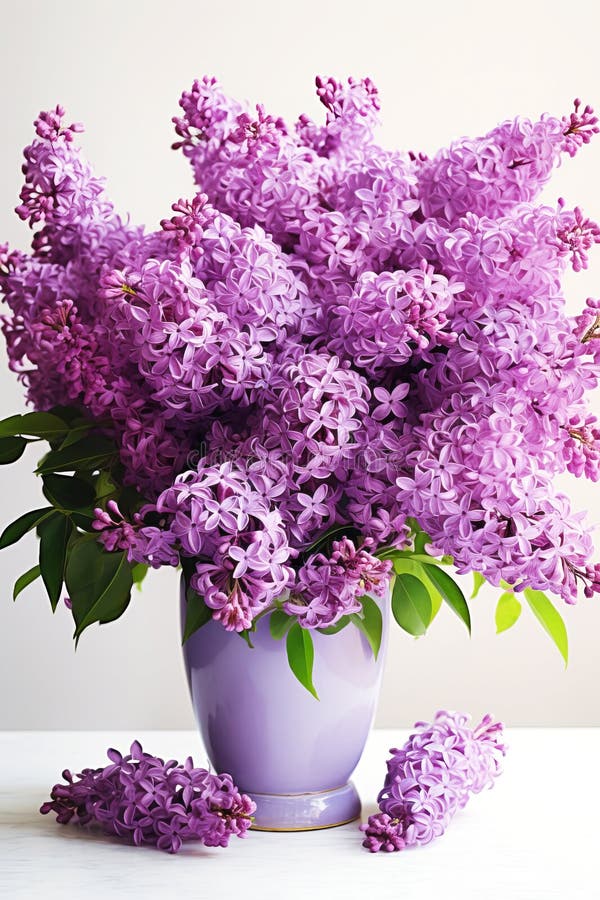 A Bouquet of Beautiful Lilacs in a Vase. Stock Photo - Image of ...