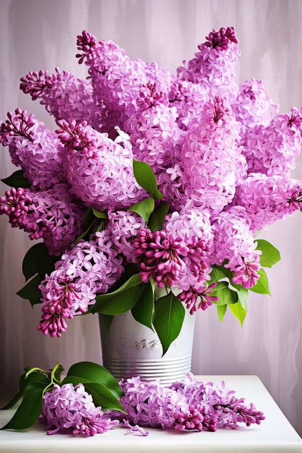 A Bouquet of Beautiful Lilacs in a Vase. Stock Photo - Image of ...