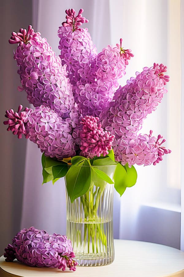A Bouquet of Beautiful Lilacs in a Vase. Stock Image - Image of fresh ...