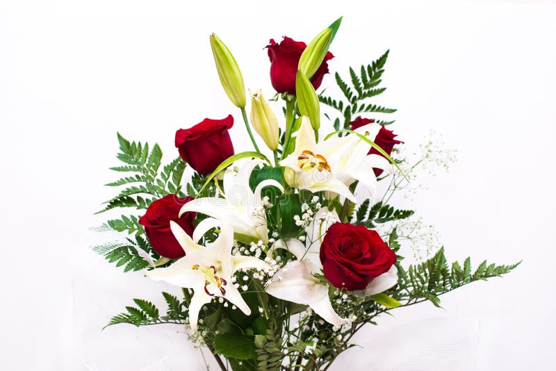 Floral Compositions of Red and White Roses. a Large Bouquet of Mixed ...