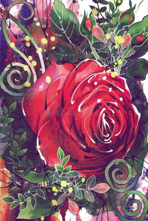 Dessin Avec Le Bouquet Des Roses Illustration de Vecteur - Illustration ...