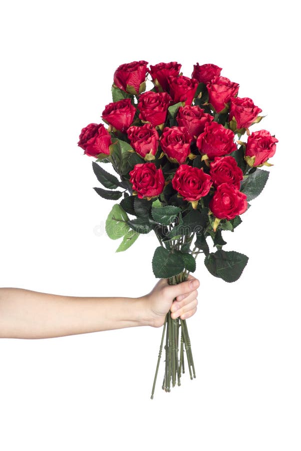 Bouquet De Fixation De Main Des Roses Rouges Image stock - Image du ...