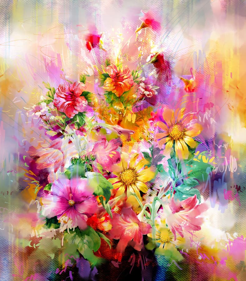 Bouquet De Style Multicolore De Peinture D'aquarelle De Fleurs ...