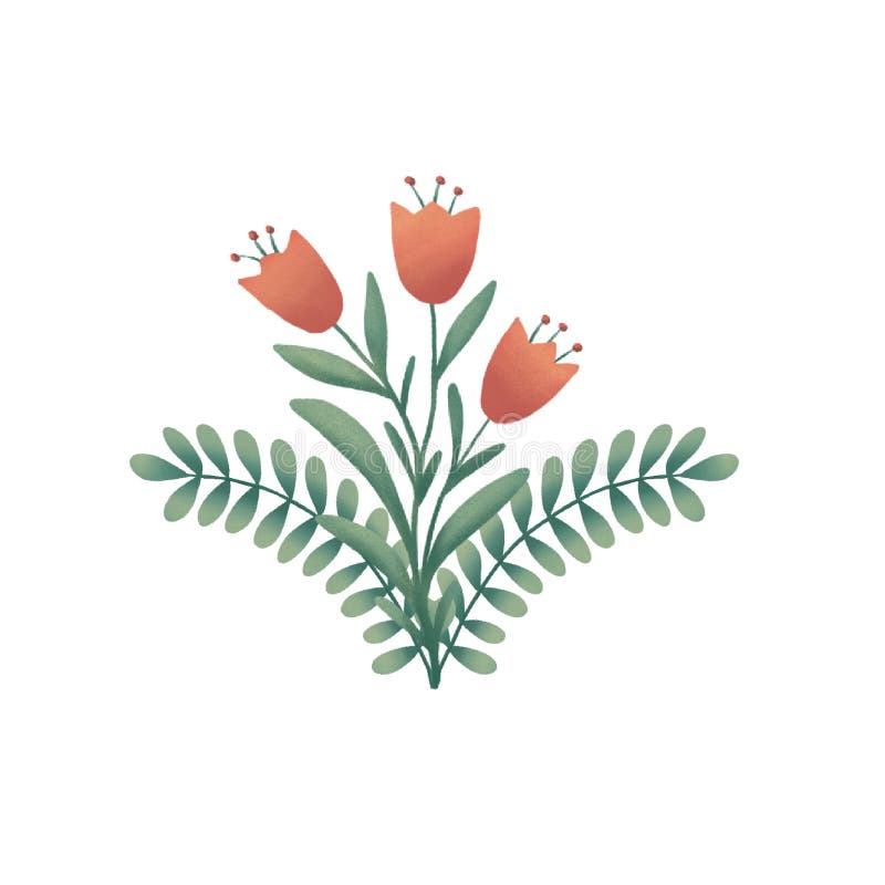 Bouquet with Decorative Floral Elements. Isolated on White Background ...