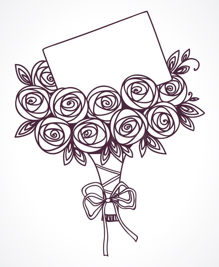 Bouquet Des Roses Fleurs Stylisées De Dessin De Main Illustration Stock ...