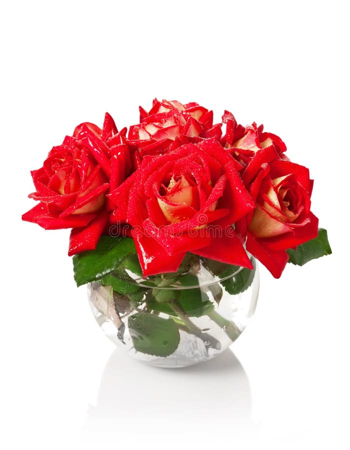 Bouquet Des Roses Dans Un Vase Photo stock - Image of rouge, rose: 23915984