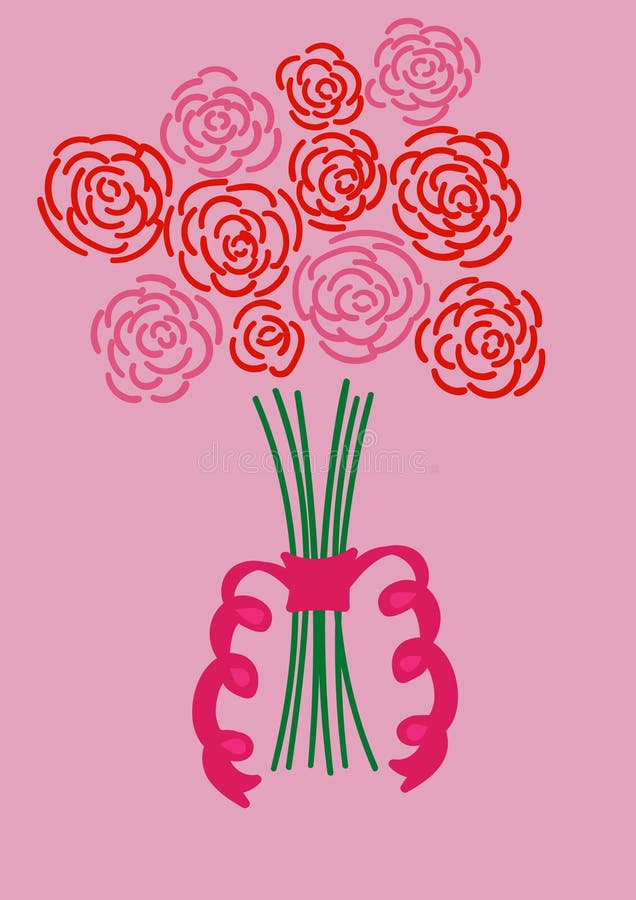 Bouquet Des Roses Roses Et Rouges Illustration de Vecteur ...