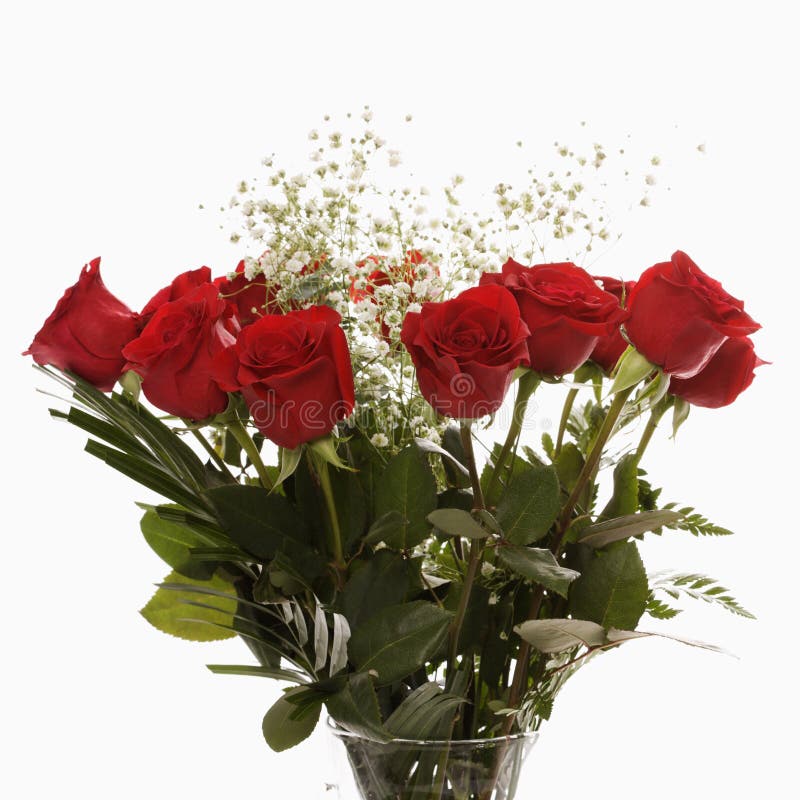 Roses Rouges Dans Un Vase En Cristal Image stock - Image du cristal ...