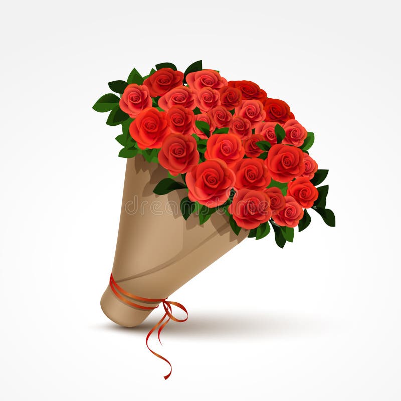 Bouquet Des Roses Rouges D'isolement Illustration Stock - Illustration ...