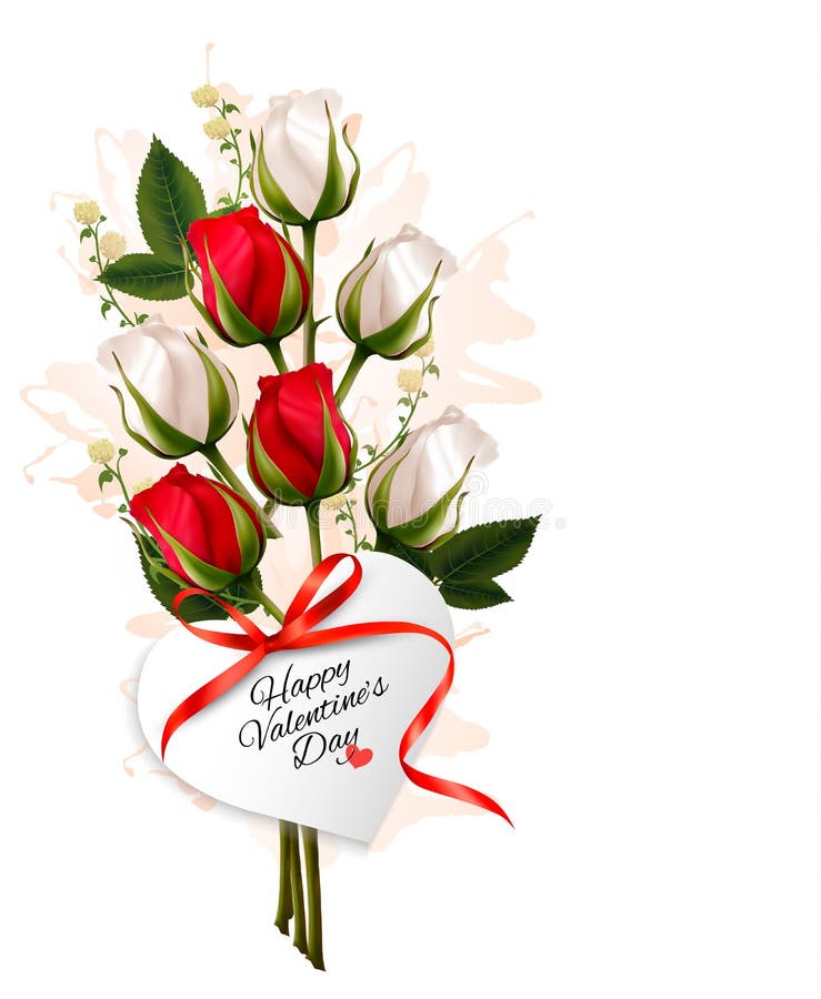 Bouquet Des Roses Rouges Et Blanches Illustration de Vecteur ...