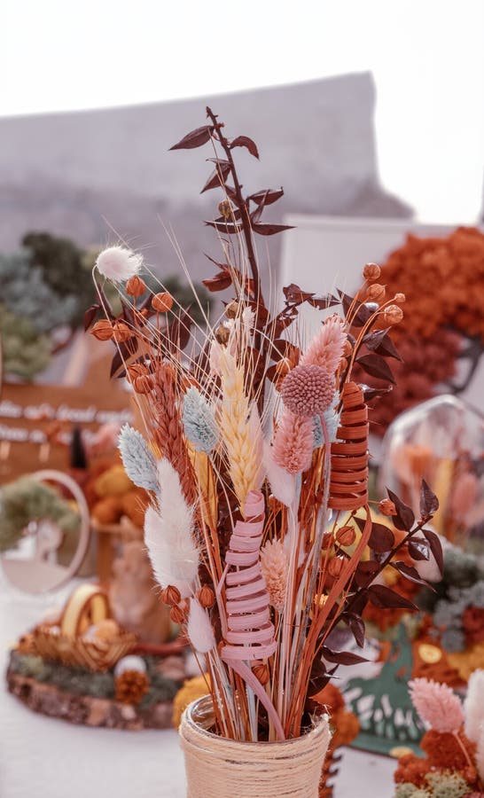 Bouquet of Dried Flowers in Pots Stock Photo - Image of dried, bouquet ...