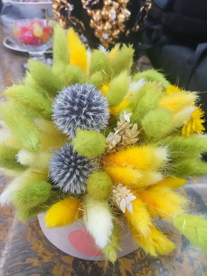 Bouquet of Dried Flowers on a Table Close-up Stock Photo - Image of ...