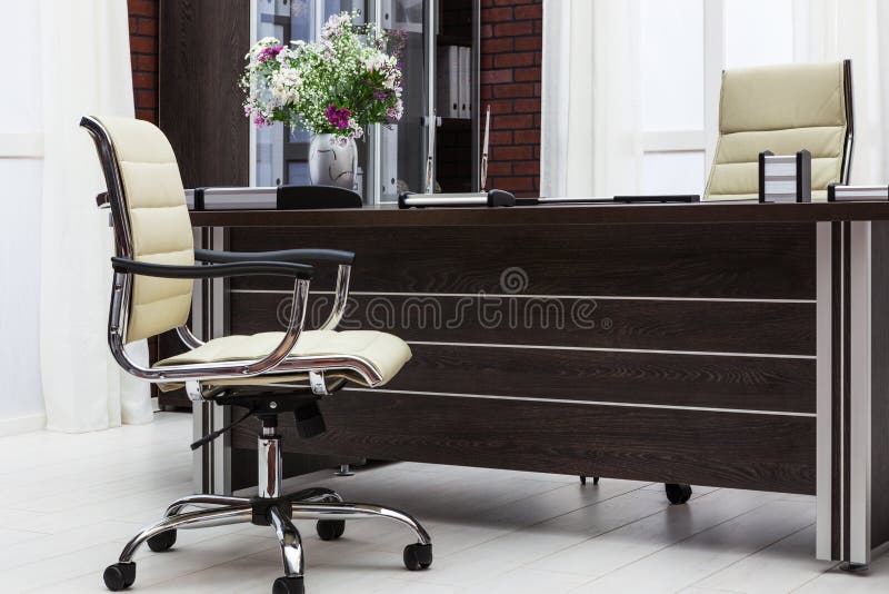 Bouquet of Flowers on Desk at Office Stock Photo - Image of bouquet ...