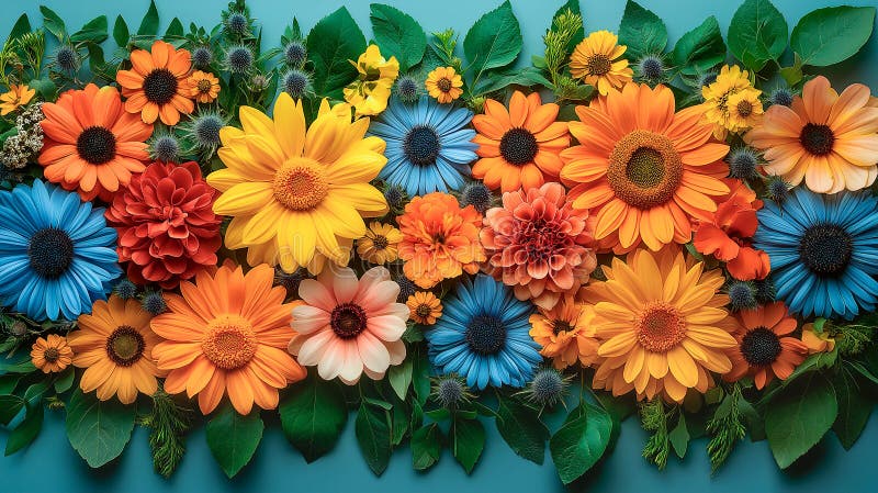 Bouquet of Flowers of Different Colors and Sizes, Isolated on a Light ...