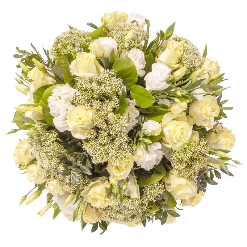 Bouquet of Flowers Top View Isolated on White Stock Image - Image of ...