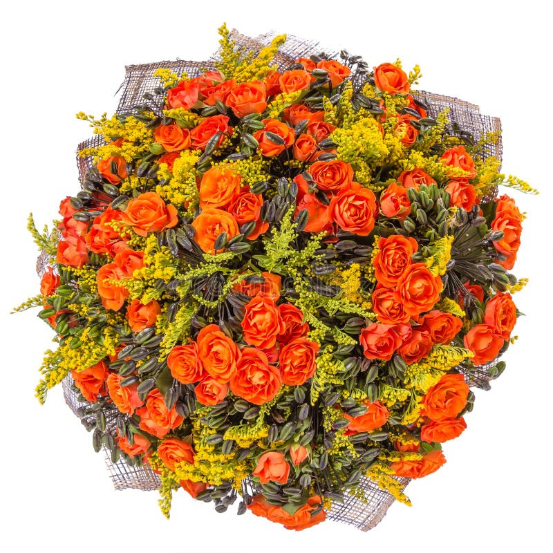 Bouquet of Flowers Top View Isolated on White Stock Image - Image of ...