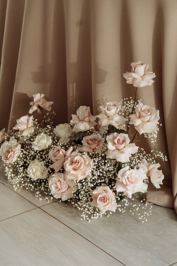Bouquet of Fresh Roses on the Floor. Stock Photo - Image of petal ...