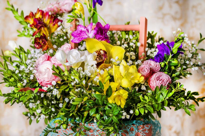 Bouquet of Fresh Spring Flowers Close Up Stock Image - Image of ...