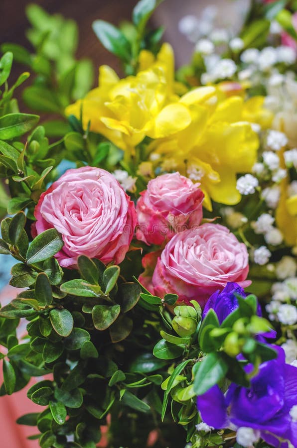 Bouquet of Fresh Spring Flowers Close Up Stock Photo - Image of beauty ...
