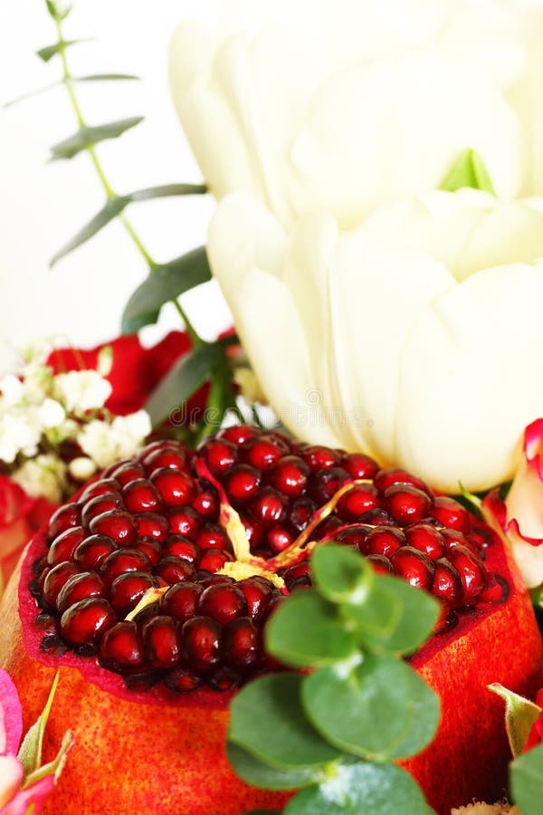 Bouquet with Fruit and Flowers Stock Image - Image of fruit, beauty ...