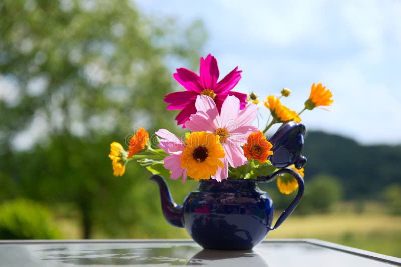 Bouquet garden flowers stock photo. Image of summer, flowers - 74897426