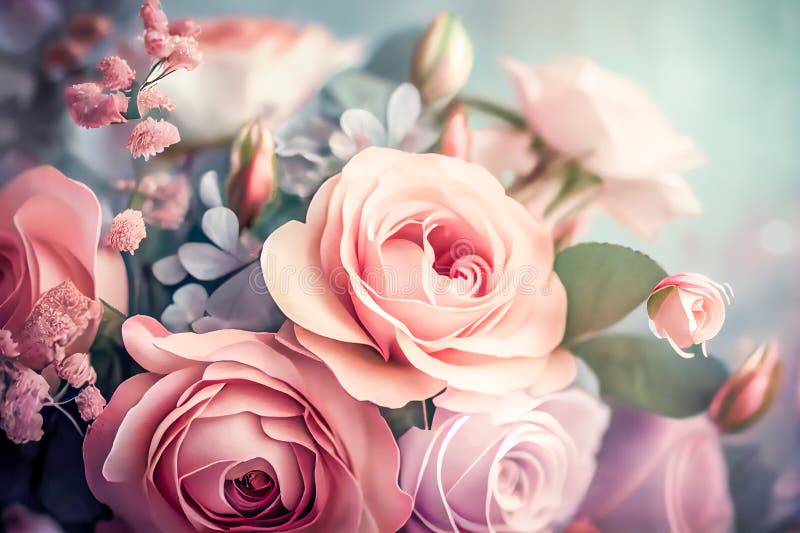 Bouquet of Garden Pink Roses. Generative AI, Generative, AI Stock ...