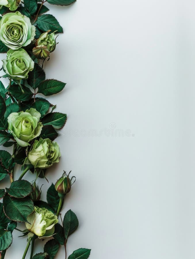 A Bouquet of Green Roses on a Clean White Surface Stock Image - Image ...