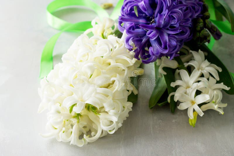 Bouquet of Hyacinth Flower on Stone Background or Slate. Spring Flowers ...