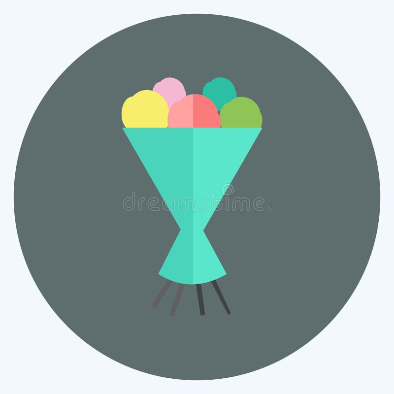 Bouquet I Icon in Trendy Flat Style Isolated on Soft Blue Background ...