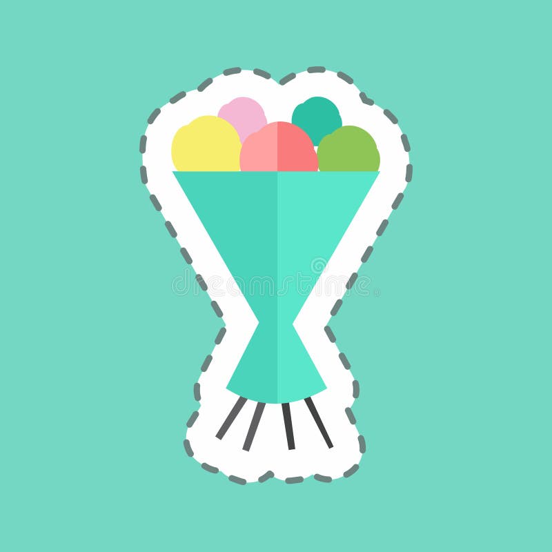 Bouquet I Sticker in Trendy Line Cut Isolated on Blue Background Stock ...