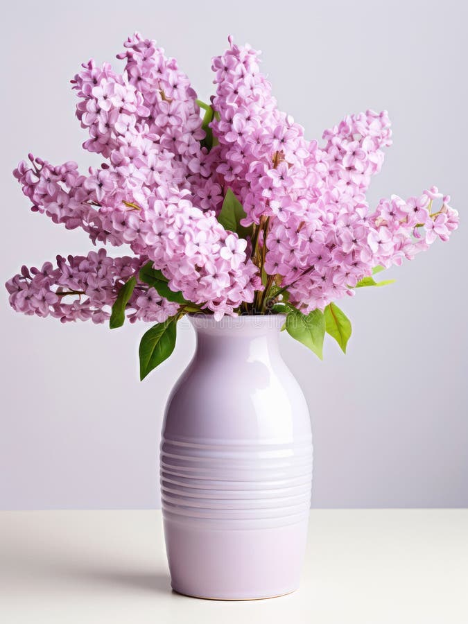Bouquet of Lilac Flowers in a White Vase. Stock Illustration ...