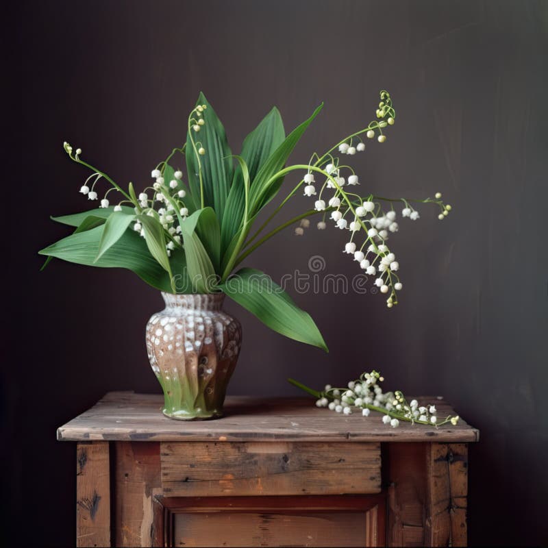 A Bouquet of Lily of the Valley Flowers in a Vase Stock Illustration ...