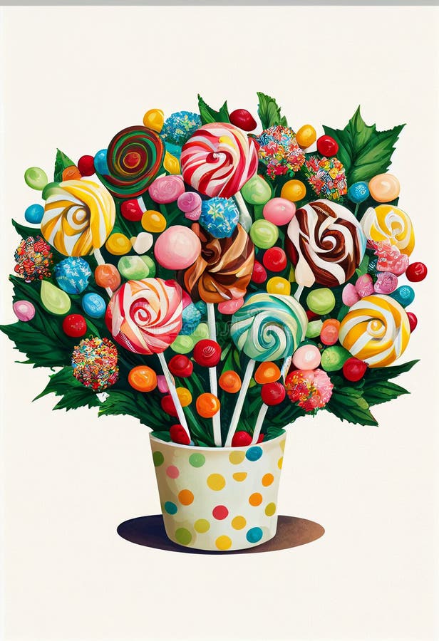 Bouquet of Lollipops with Sweets. AI Generated Stock Image - Image of ...