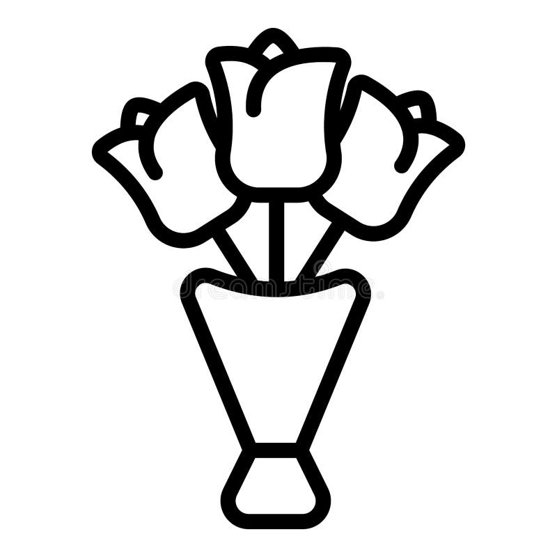 Bouquet, Love Present Simple Line Stock Vector - Illustration of branch ...