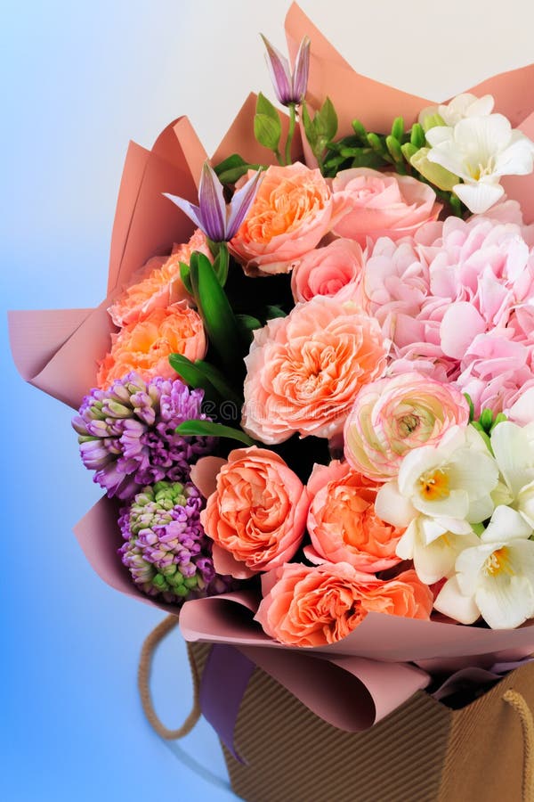 Bouquet of Mixed Spring Flowers Close-up View - Image Stock Image ...