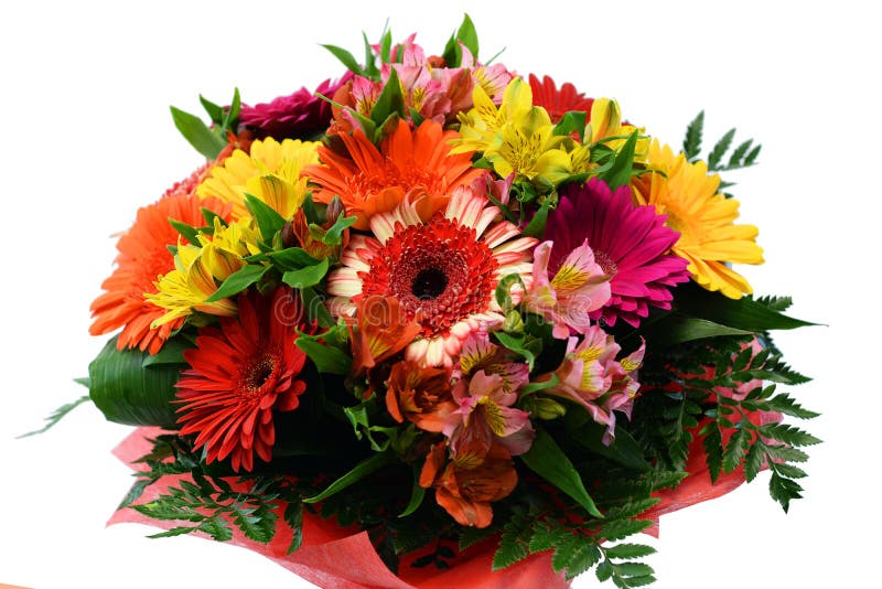 Bouquet of Flowers, Multi-colored Roses in a Wicker Basket Stock Photo ...