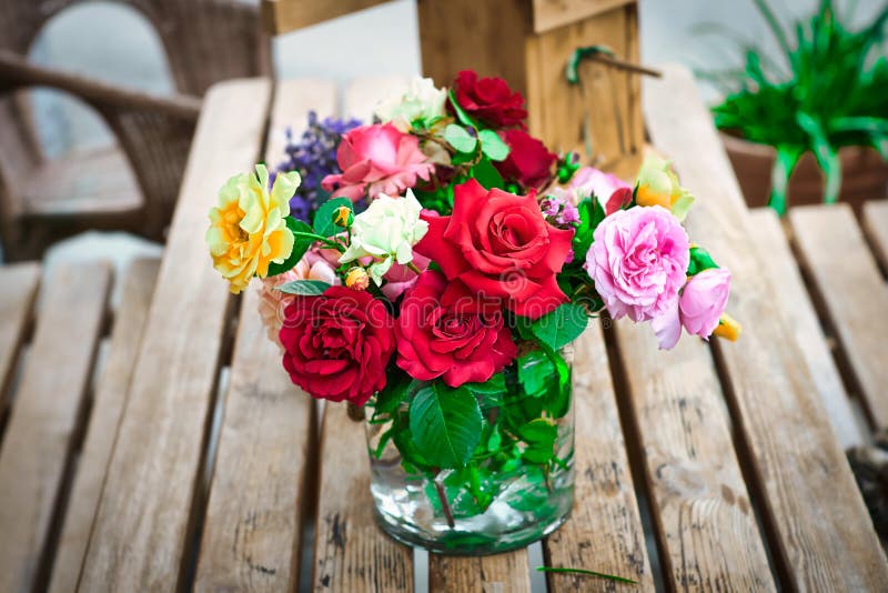 Bouquet of Multi Colored Roses Stock Photo - Image of multicolored ...