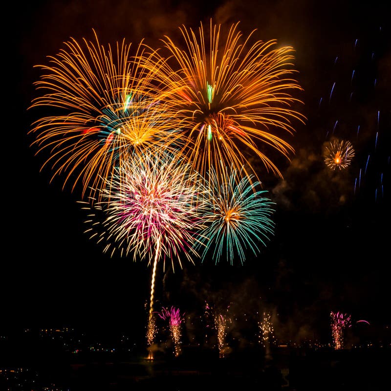 Multiple fireworks stock image. Image of party, fireworks - 40826175