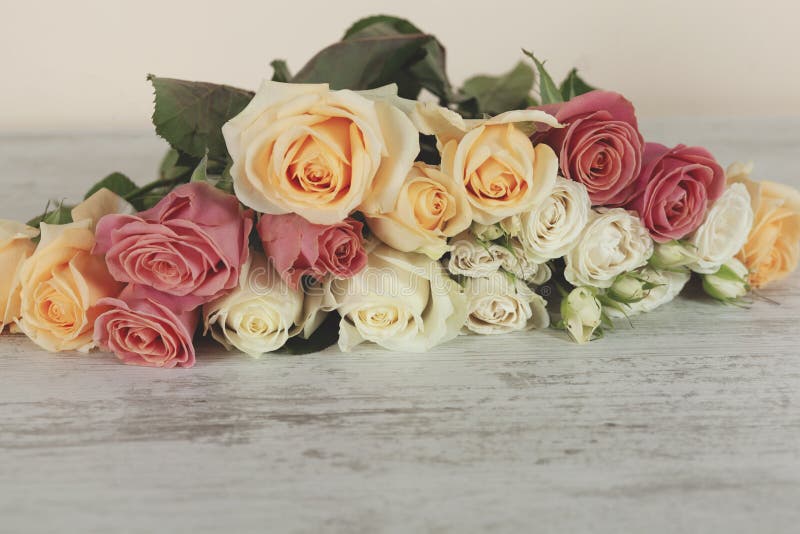 Bouquet of Natural Flowers of a Rose Stock Photo - Image of holiday ...