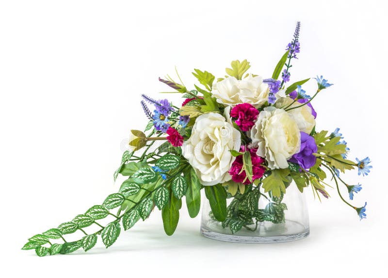 Bouquet Og Rose and Carnation in Glass Vase Stock Photo - Image of ...