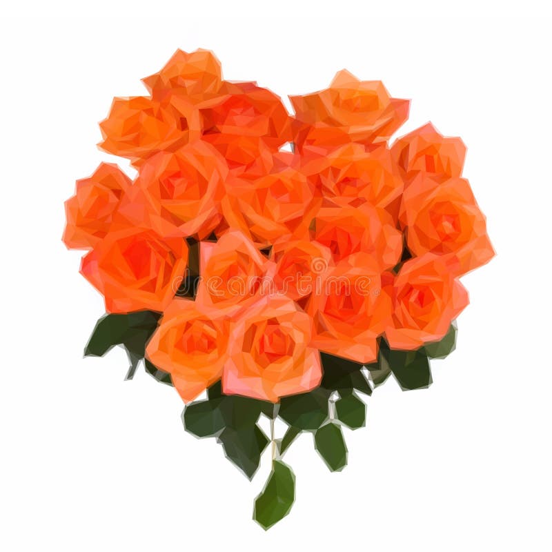 Bouquet of orange roses stock vector. Illustration of decoration - 72893204